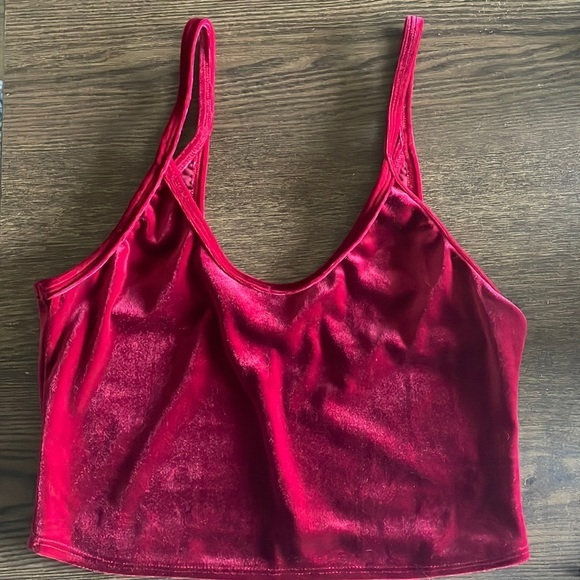 Tops | Deep Red Velvet Crop Top | Poshmark